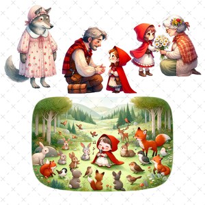 Little Red Riding Hood Png Watercolor Fairy Tale Clipart Cute Girl ...