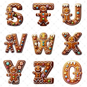 Gingerbread Man Alphabet A-Z Clipart Alphabet Image Files Gingerbread ...