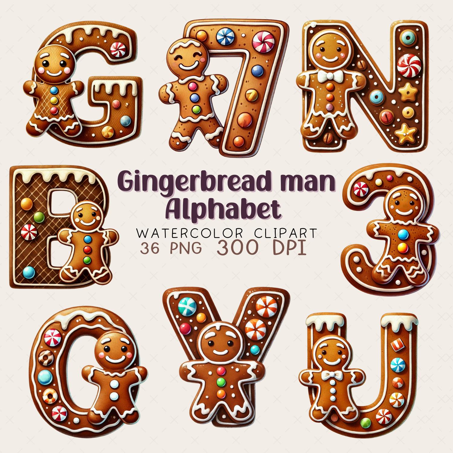 Gingerbread Man Alphabet A-Z Clipart Alphabet Image Files Gingerbread ...