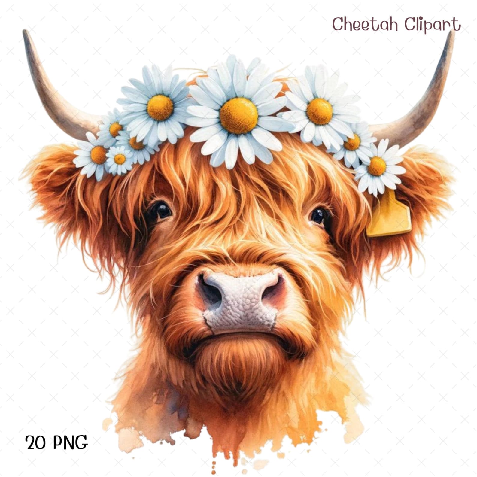 Spring Highland Cow Clipart Highland Cow Sublimation Watercolor ...
