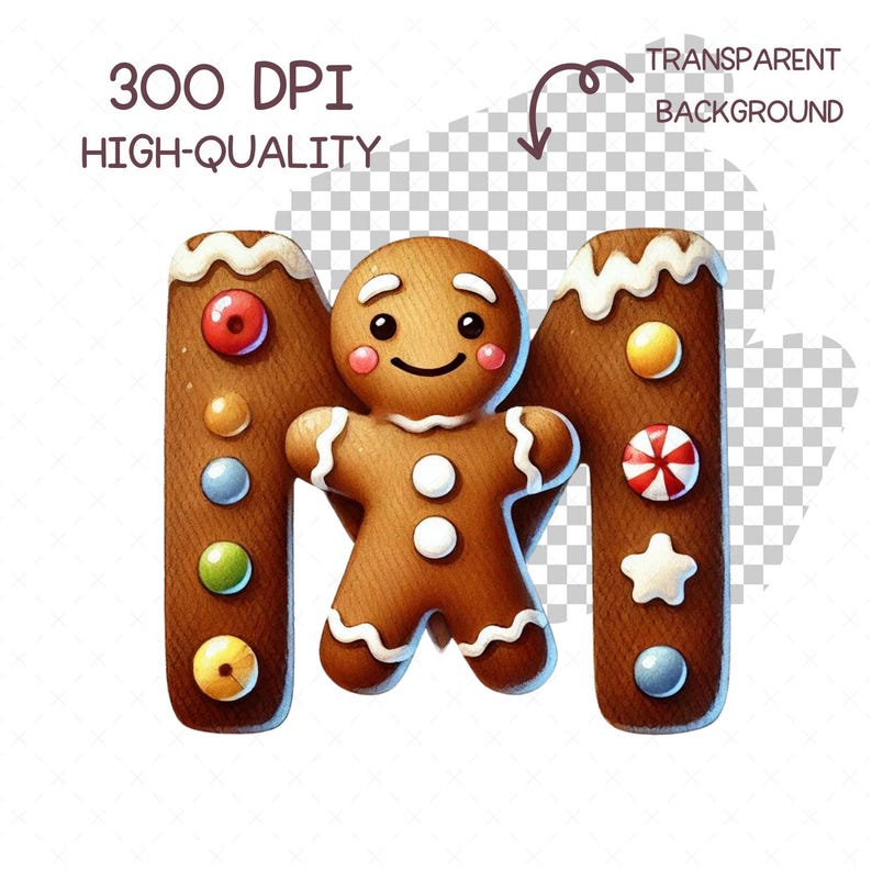 Gingerbread Man Alphabet Clipart: A-Z PNG Images (digital Download) - Etsy