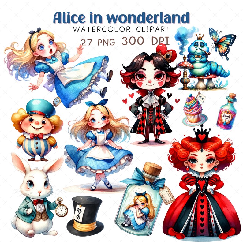 Alice in Wonderland Clip Art Alice in Wonderland Decor Nursery Wall Art ...