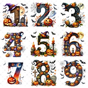 Halloween Alphabet Clipart Letter and Number Png Watercolor Cute ...