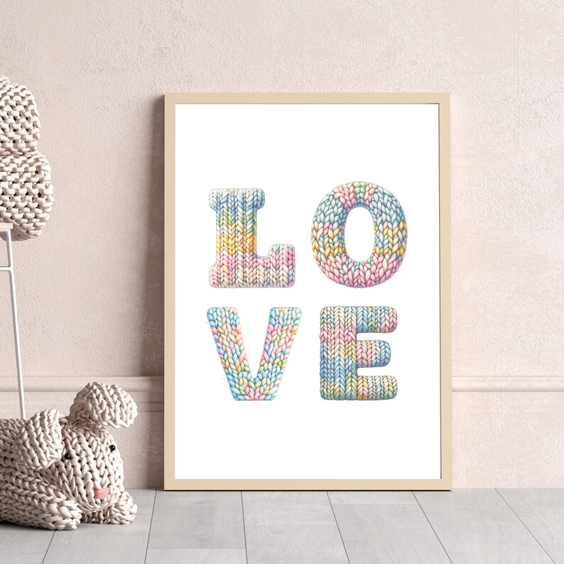 Knitting Alphabet A-Z Clip Art Watercolor Alphabet Image Files Knitted ...