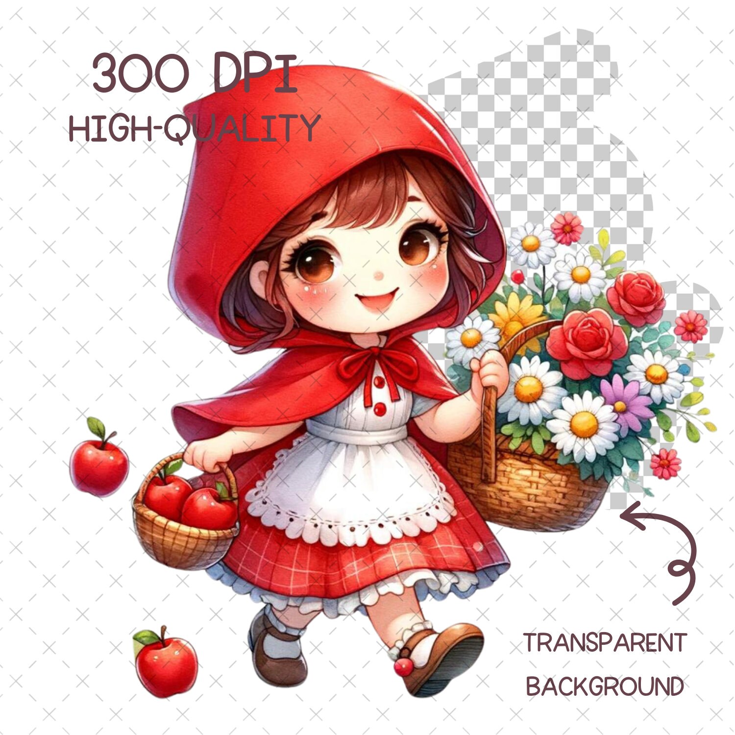 Little Red Riding Hood Png Watercolor Fairy Tale Clipart Cute Girl ...
