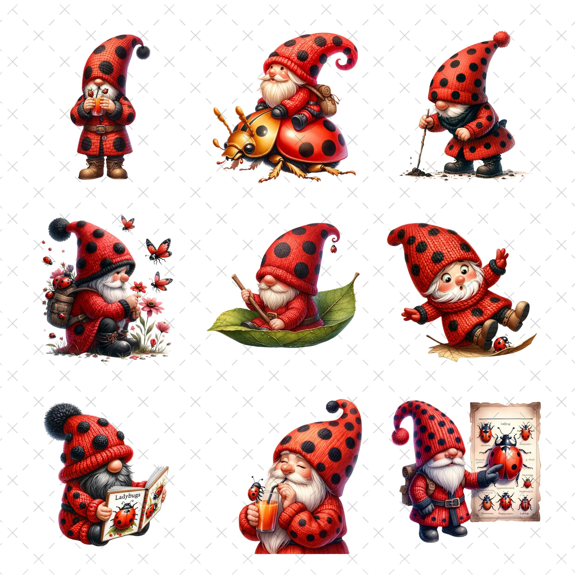 Ladybugs Gnome Clipart Ladybird Gnome PNG Gnome Ladybug Sulimation ...