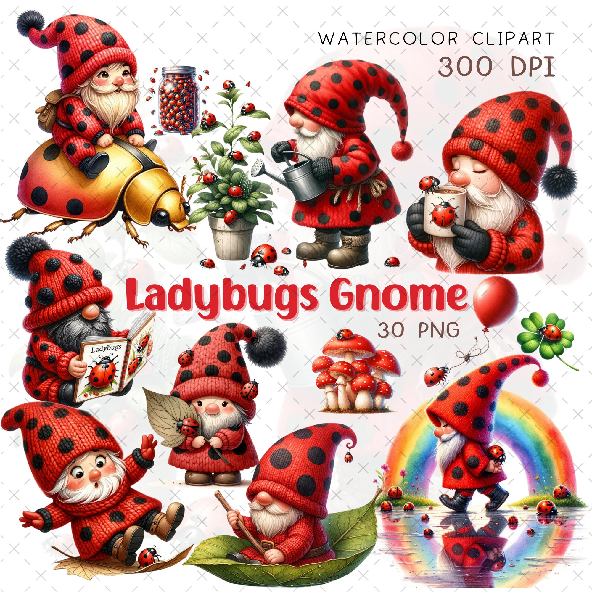 Ladybugs Gnome Clipart Ladybird Gnome PNG Gnome Ladybug Sulimation ...