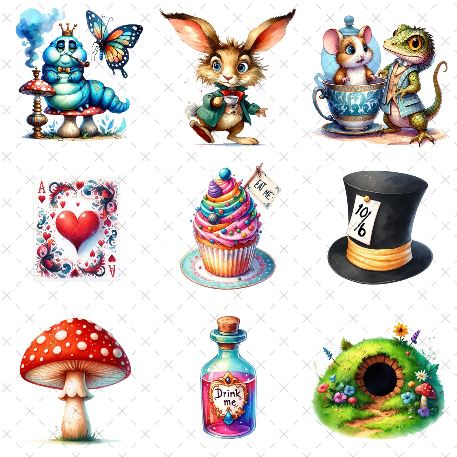 Alice in Wonderland Clip Art Alice in Wonderland Decor Nursery Wall Art ...