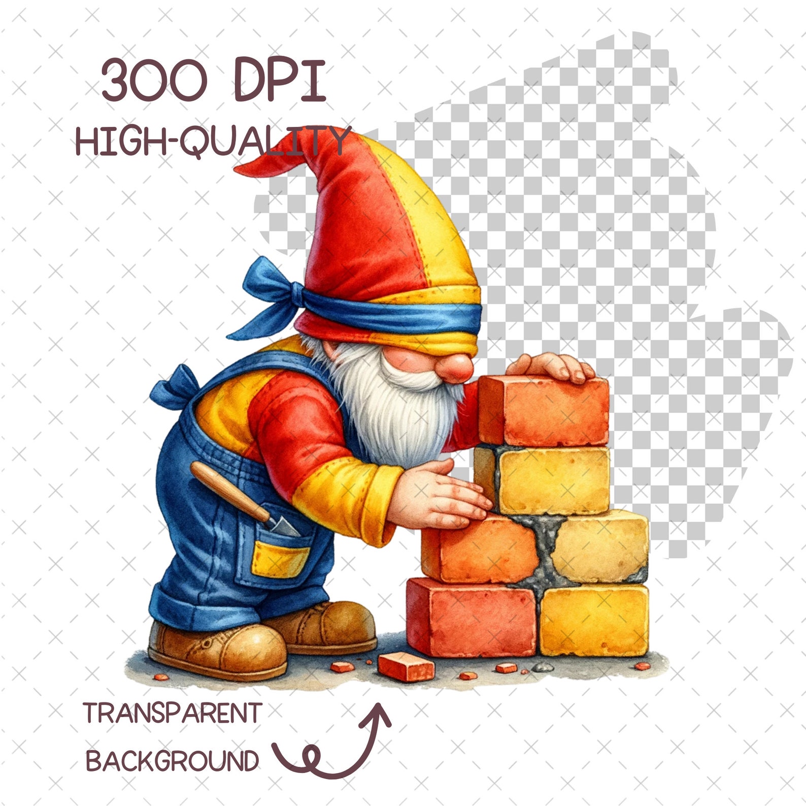 Handyman Gnome Clipart Construction Gnomes Clipart Watercolor Father's ...