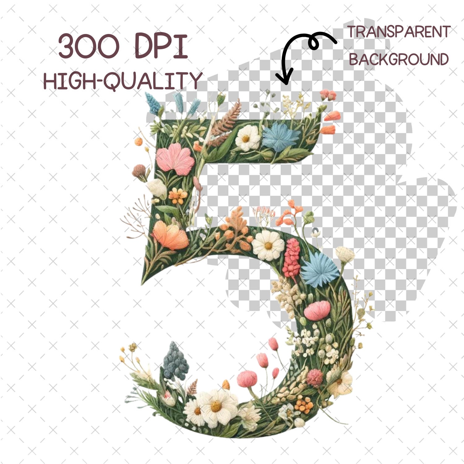 Wild Flower Alphabet Clip Art Watercolor Letter PNG Floral Alphabet ...