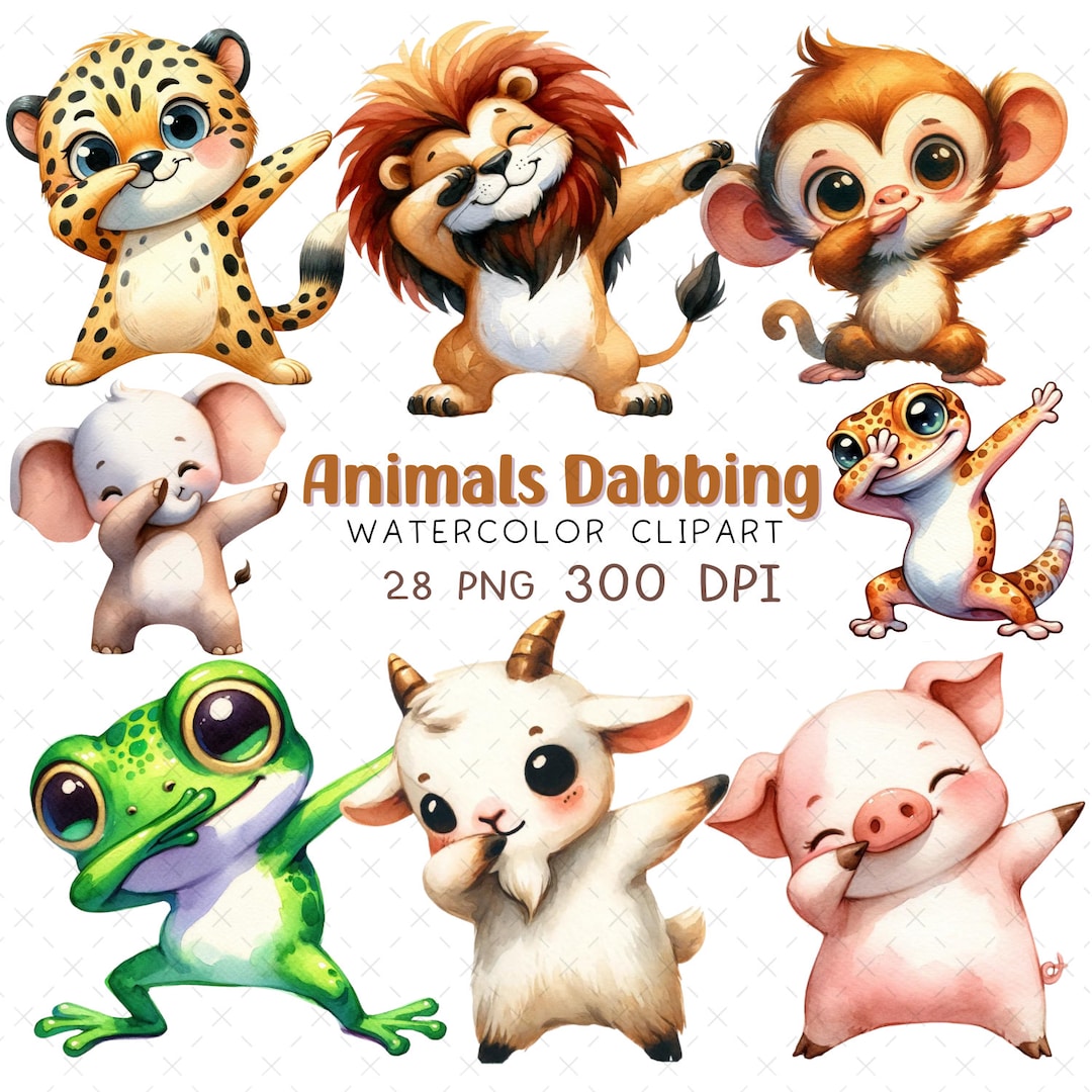 Animal Dabbing PNG Animal Sublimation Nursery Wall Art Wild Animal ...