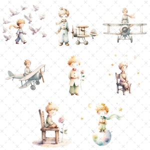 Little Prince Watercolor Clipart: Fairy Tale Nursery (PNG Digital ...