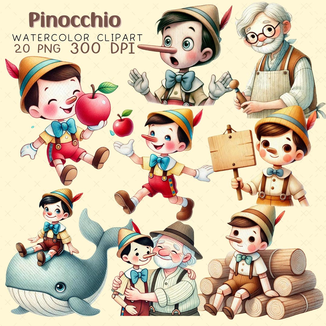 Pinocchio Clipart Pinocchio Print Pinocchio Watercolor PNG Pinocchio ...