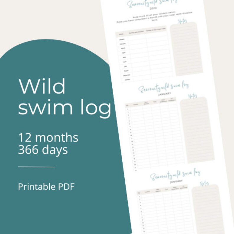 Yearly Wild Swim Log, Printable PDF, 366 Days, 12 Months - Etsy