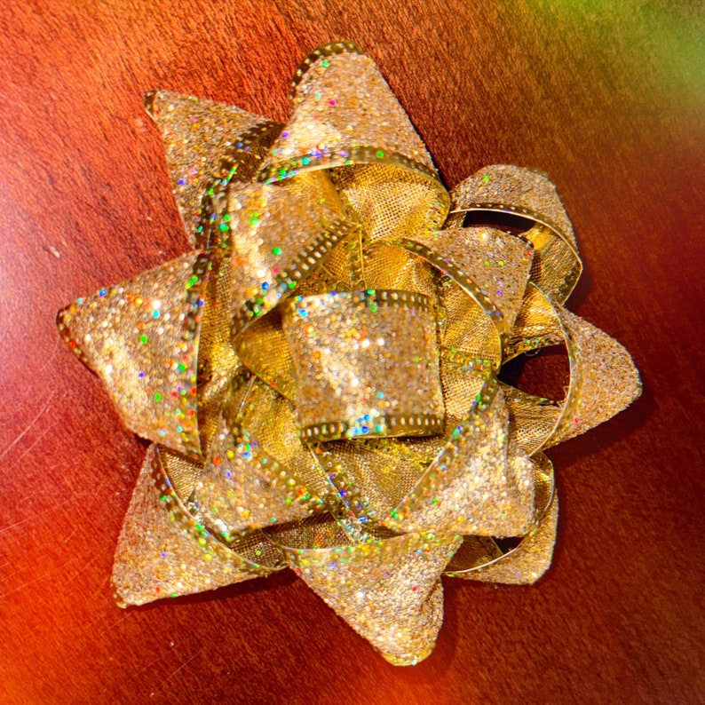 Gold Star Gift Bow: Handcrafted Ribbon Bow Teacher Appreciation Hook ...