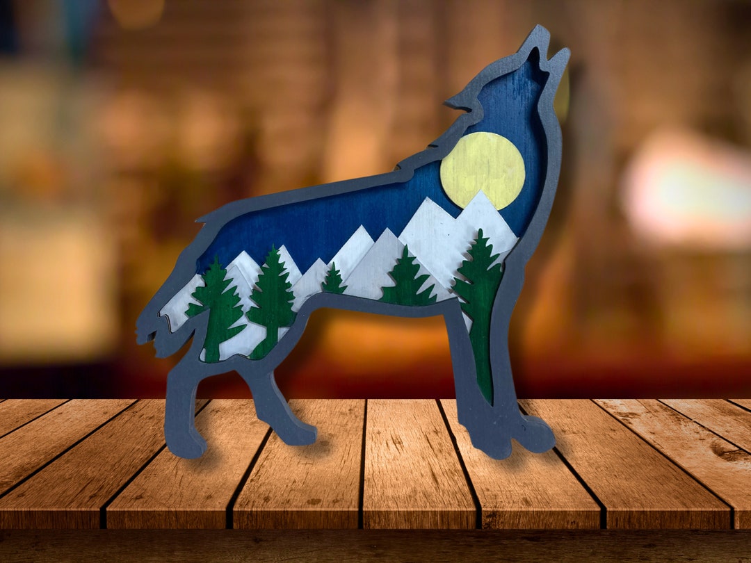 3D Layered Wood Wolf Art, Wolfdecor, Wolf Arte, Artful Wolf, Wolf ...
