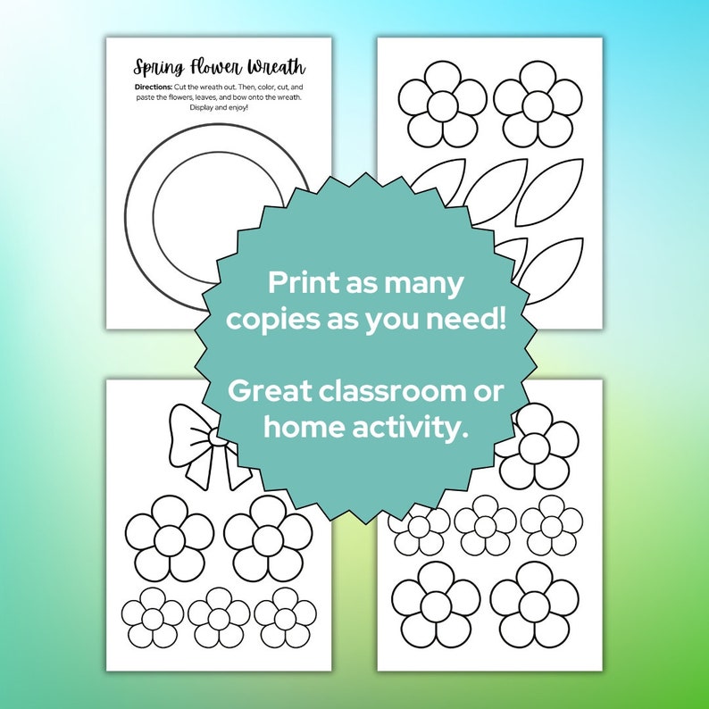 Printable Spring Activity Preschool Craft, Build a Flower Wreath ...