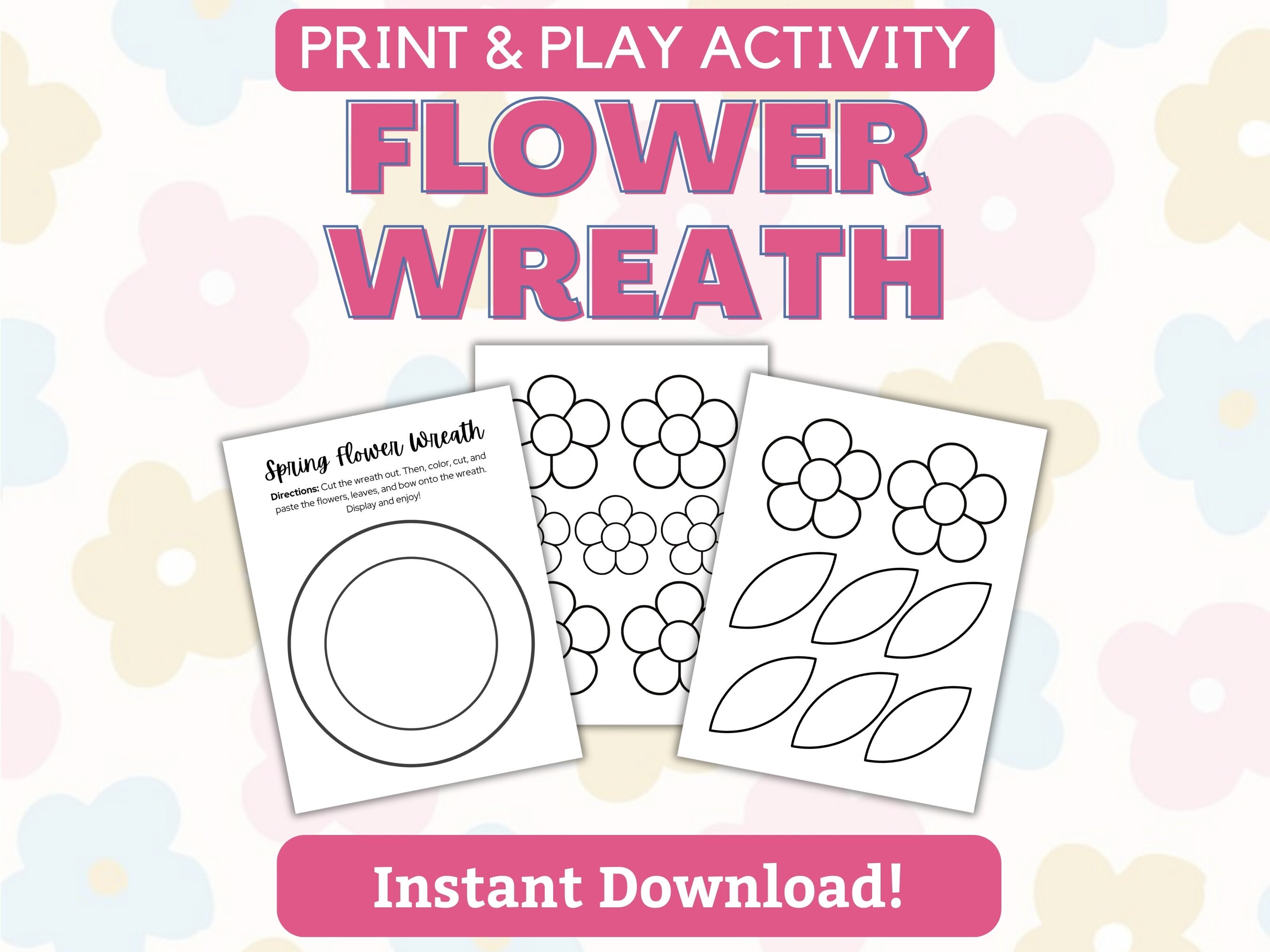 Printable Spring Activity Preschool Craft, Build a Flower Wreath ...