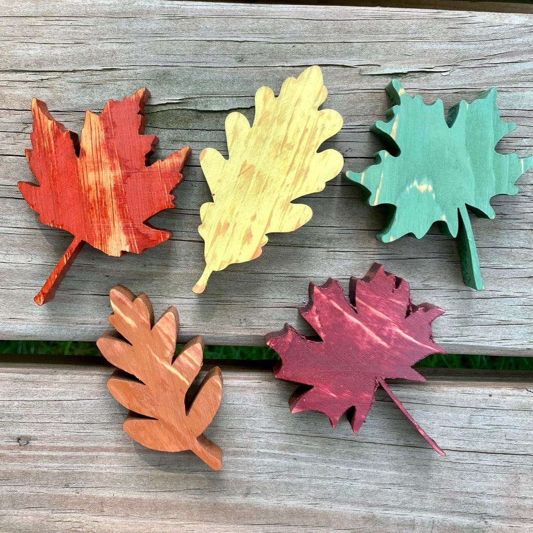 Wooden Leaves Rustic Fall Decorations Minimalist Fall Decor Tiered Tray ...