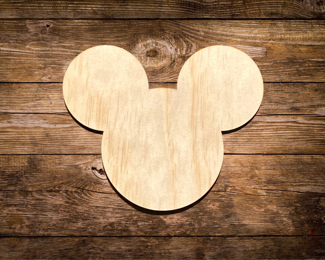 Mickey Head Wood Shape Cutout for DIY Crafts, Mouse Head Wood, Home ...