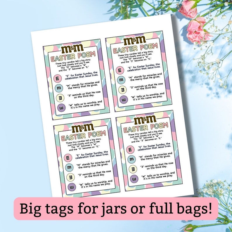 EASTER M&M Story Printable, Easter Poem, Easter Church Printable ...