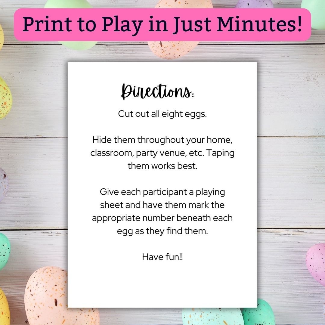 Printablegame, Easter Egg Hunt Printable, Easter Scavenger Hunt, Easter Party Game, Easter Game ...