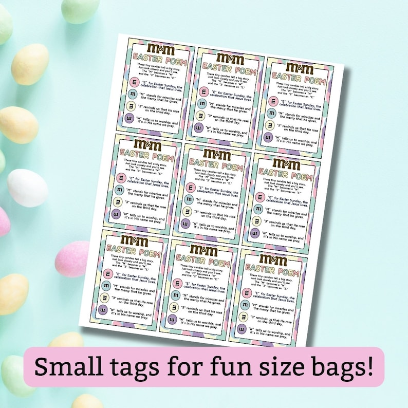 EASTER M&M Story Printable, Easter Poem, Easter Church Printable ...