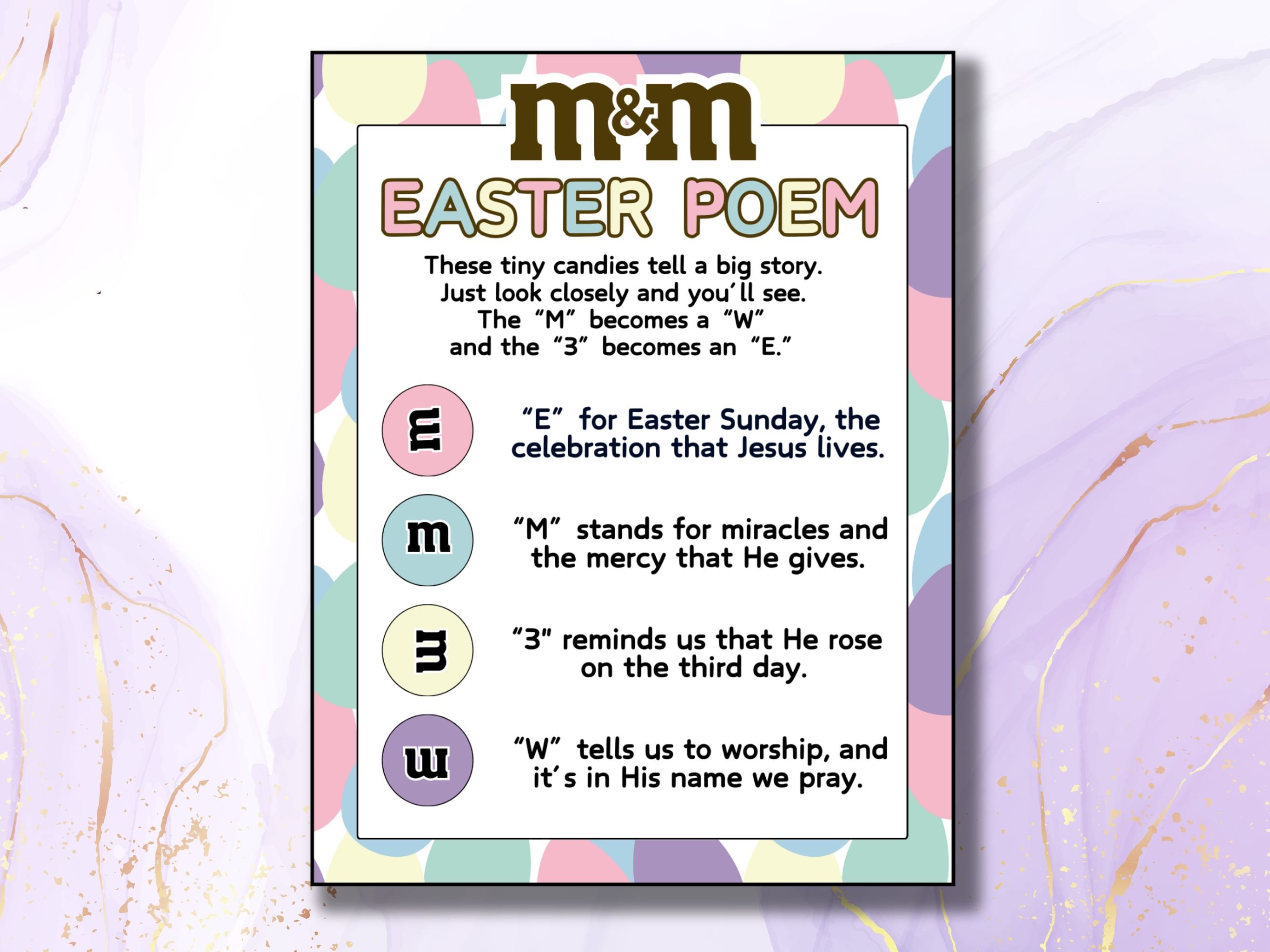 EASTER M&M Story Printable, Easter Poem, Easter Church Printable ...