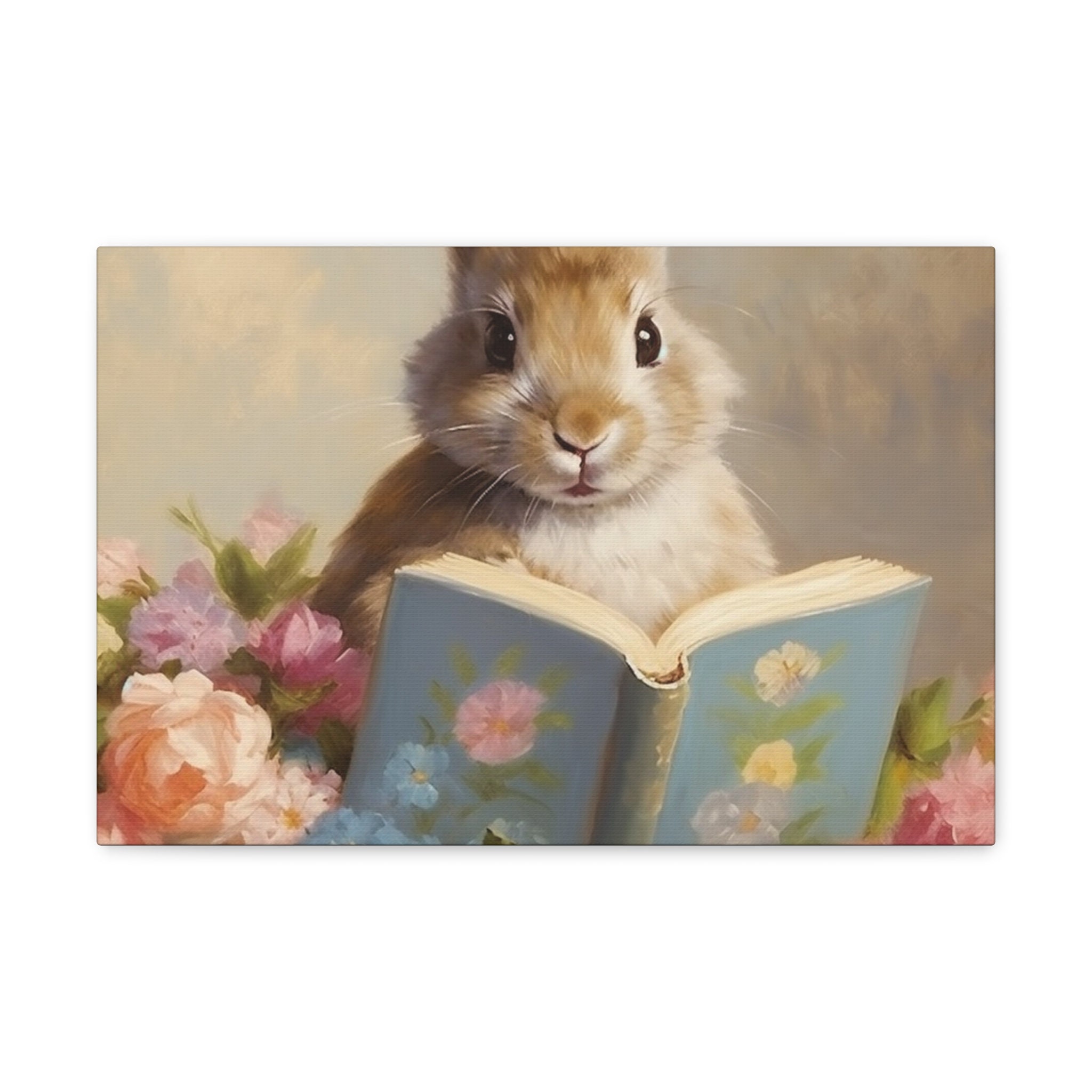 Cute Easter Bunny Reading Book Easter Wall Art Spring Print Easter ...