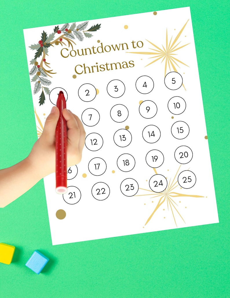 Christmas Countdown Coloring Sheet (digital Download Print) 8.5x11 - Etsy
