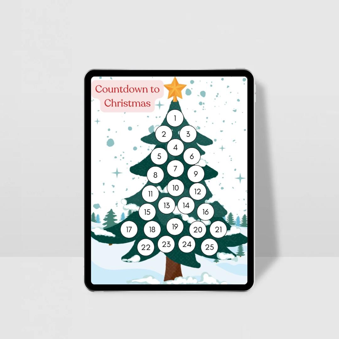 Christmas Tree Countdown Coloring Sheet (digital Download Print) 8.5x11 ...
