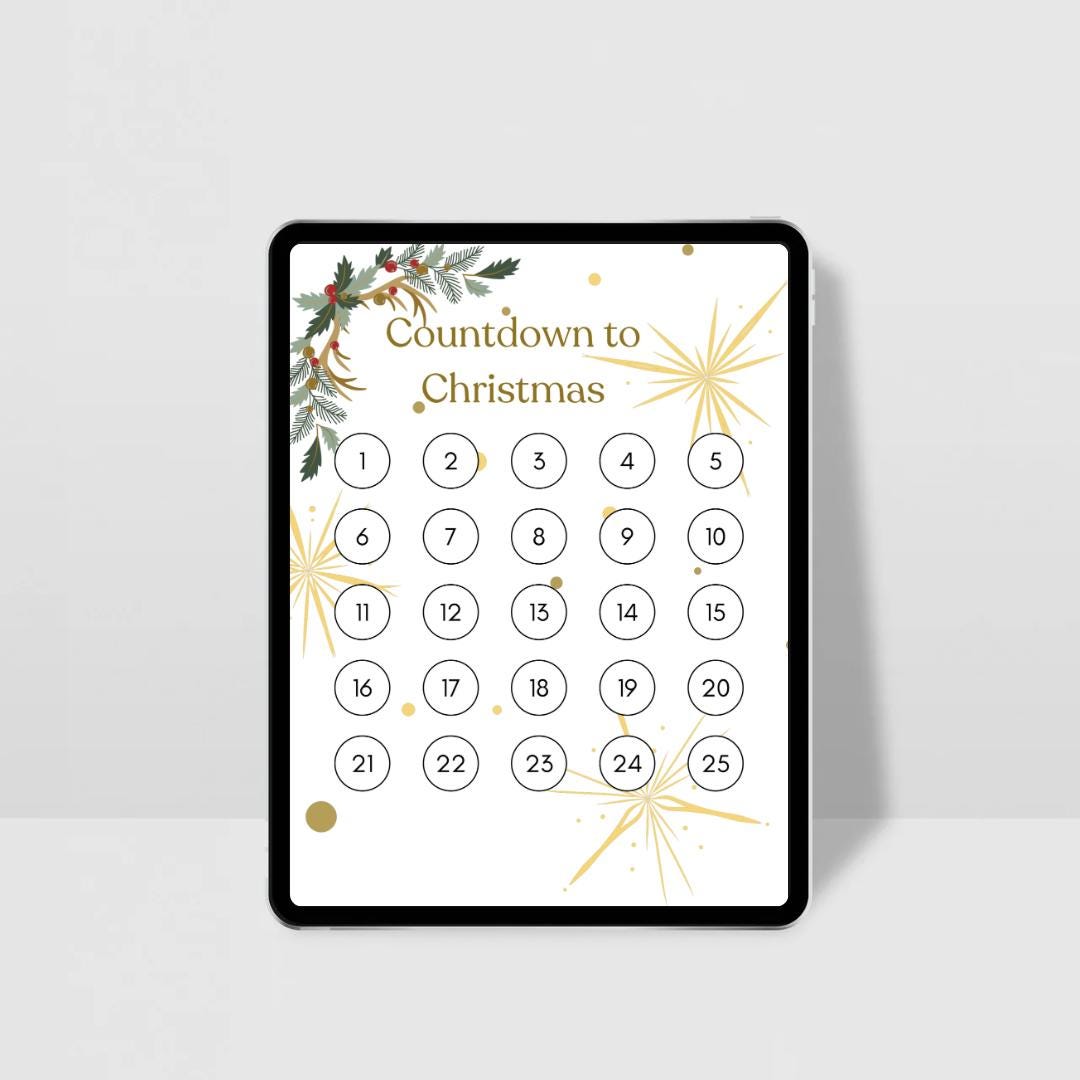 Christmas Countdown Coloring Sheet (digital Download Print) 8.5x11 - Etsy