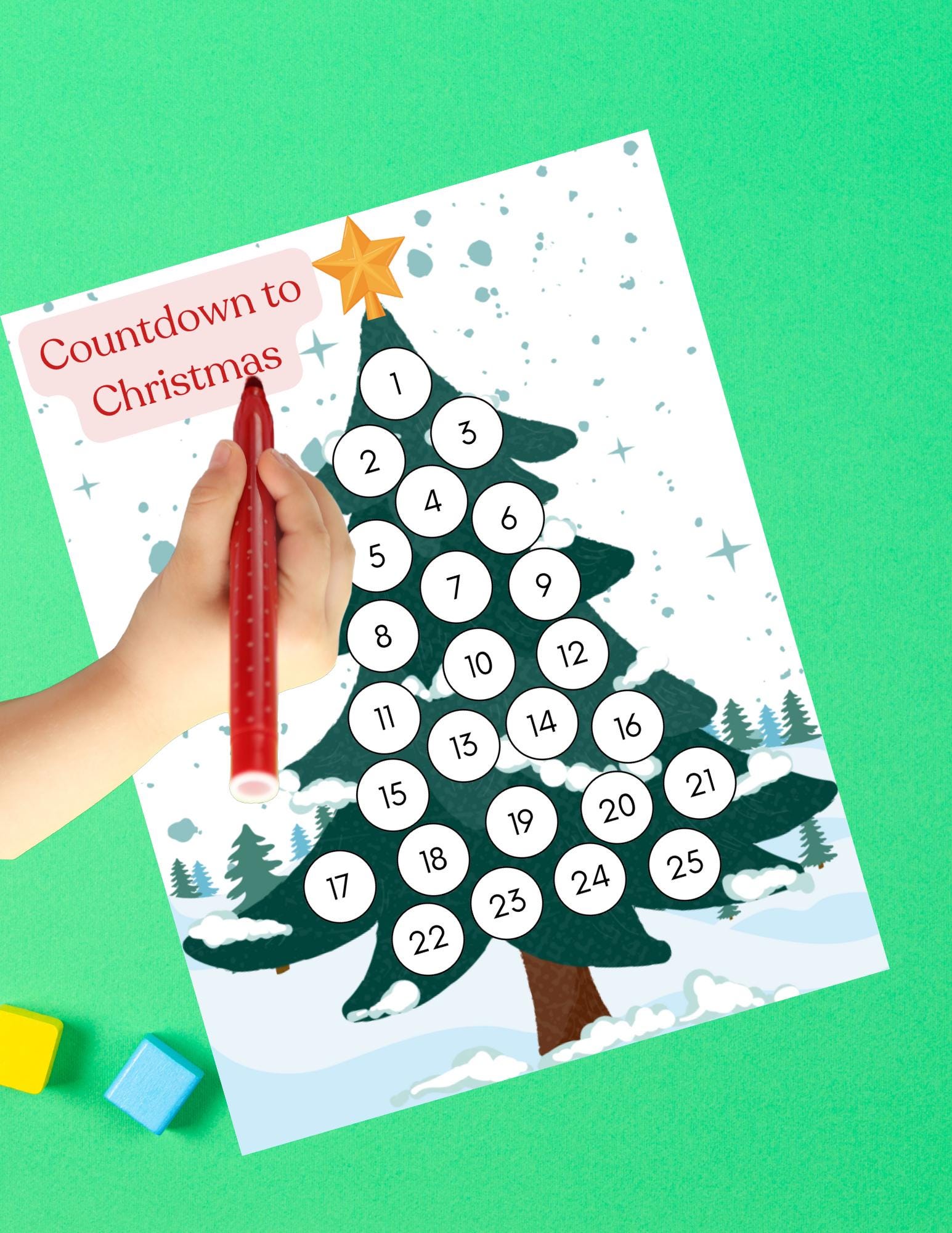 Christmas Tree Countdown Coloring Sheet (digital Download Print) 8.5x11 ...