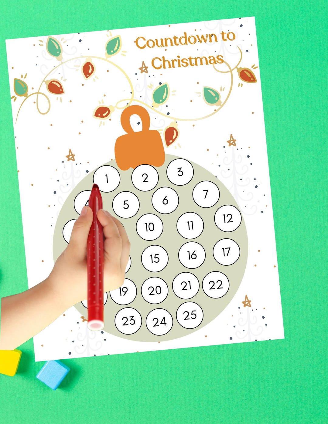 Christmas Ornament Countdown Coloring Sheet (digital Download Print) 8 ...