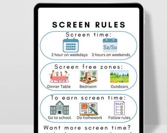 Screen Time Rules for Kids and Families (digital Download Print) 8.5x11 ...