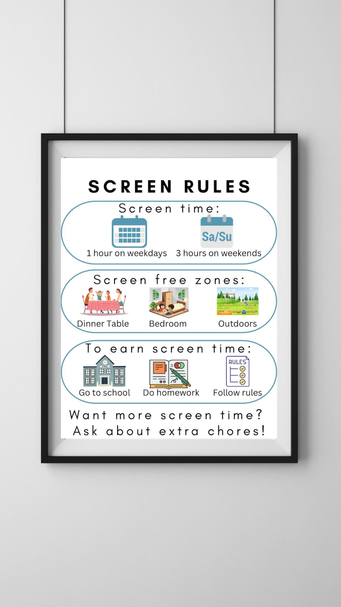 Screen Time Rules for Kids and Families (digital Download Print) 8.5x11 ...