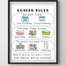 Screen Time Rules for Kids and Families (digital Download Print) 8.5x11 ...