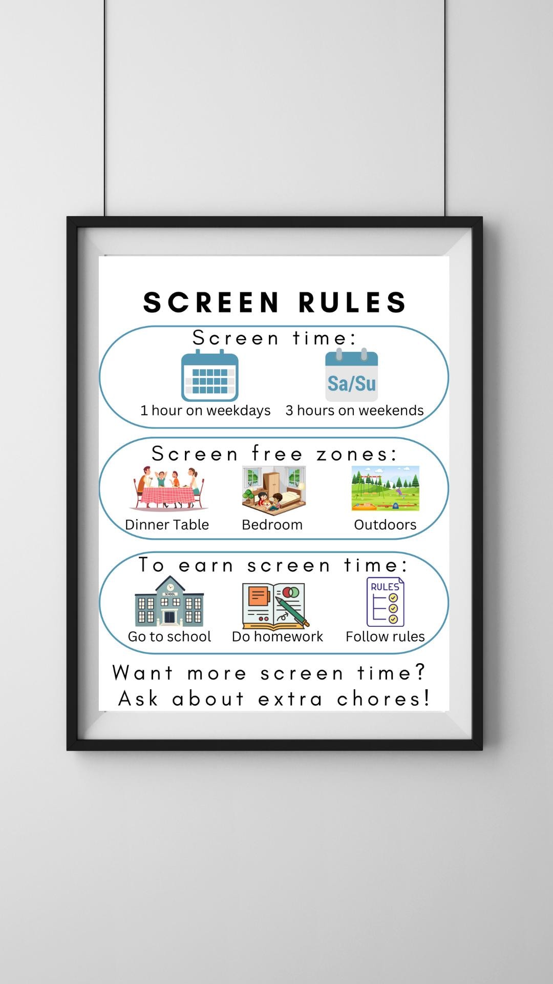 Screen Time Rules for Kids and Families (digital Download Print) 8.5x11 ...