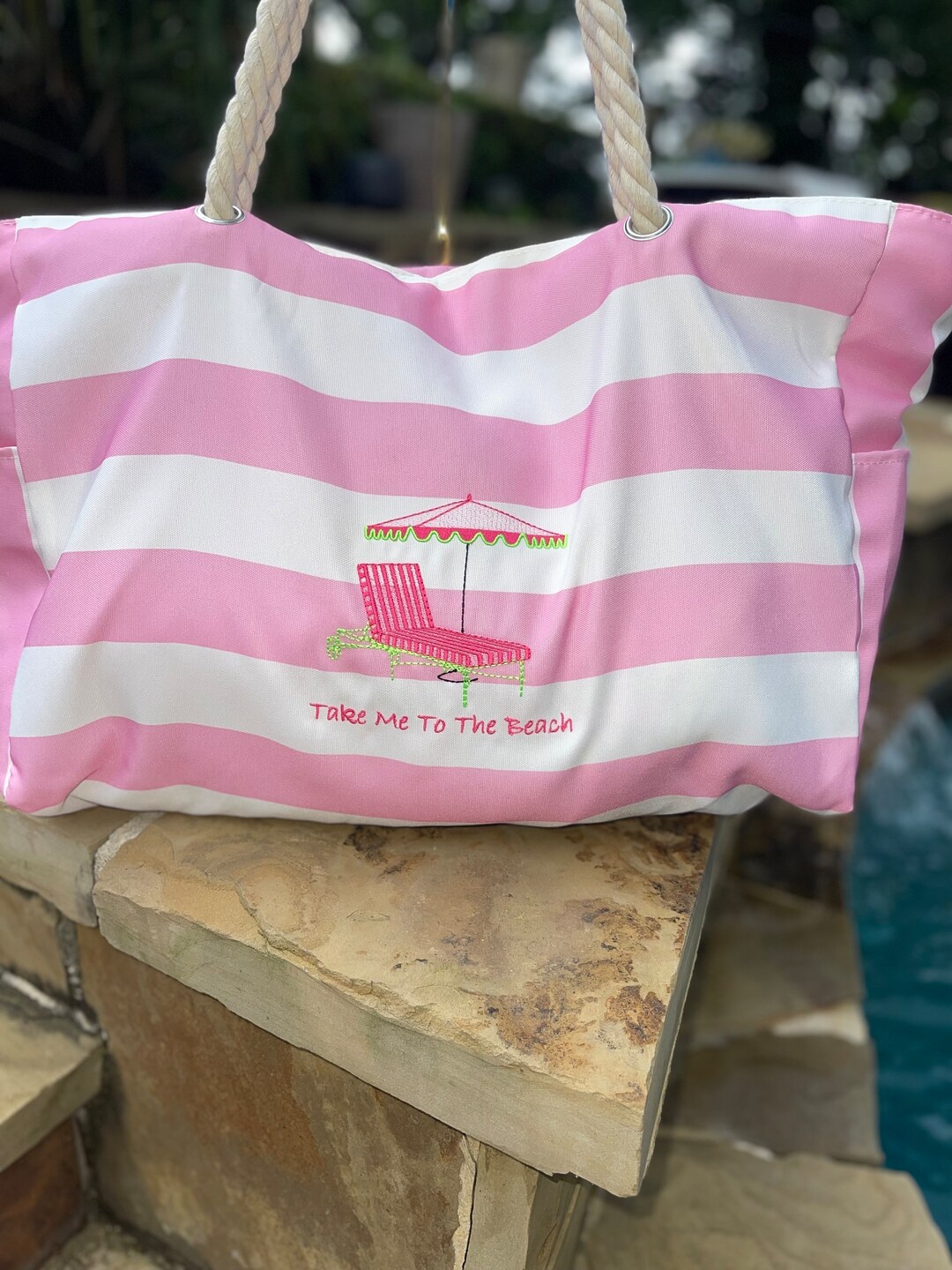 Beach Bag Embroidered Custom Cabana Chair Duffel Bag Embroidered Chair ...