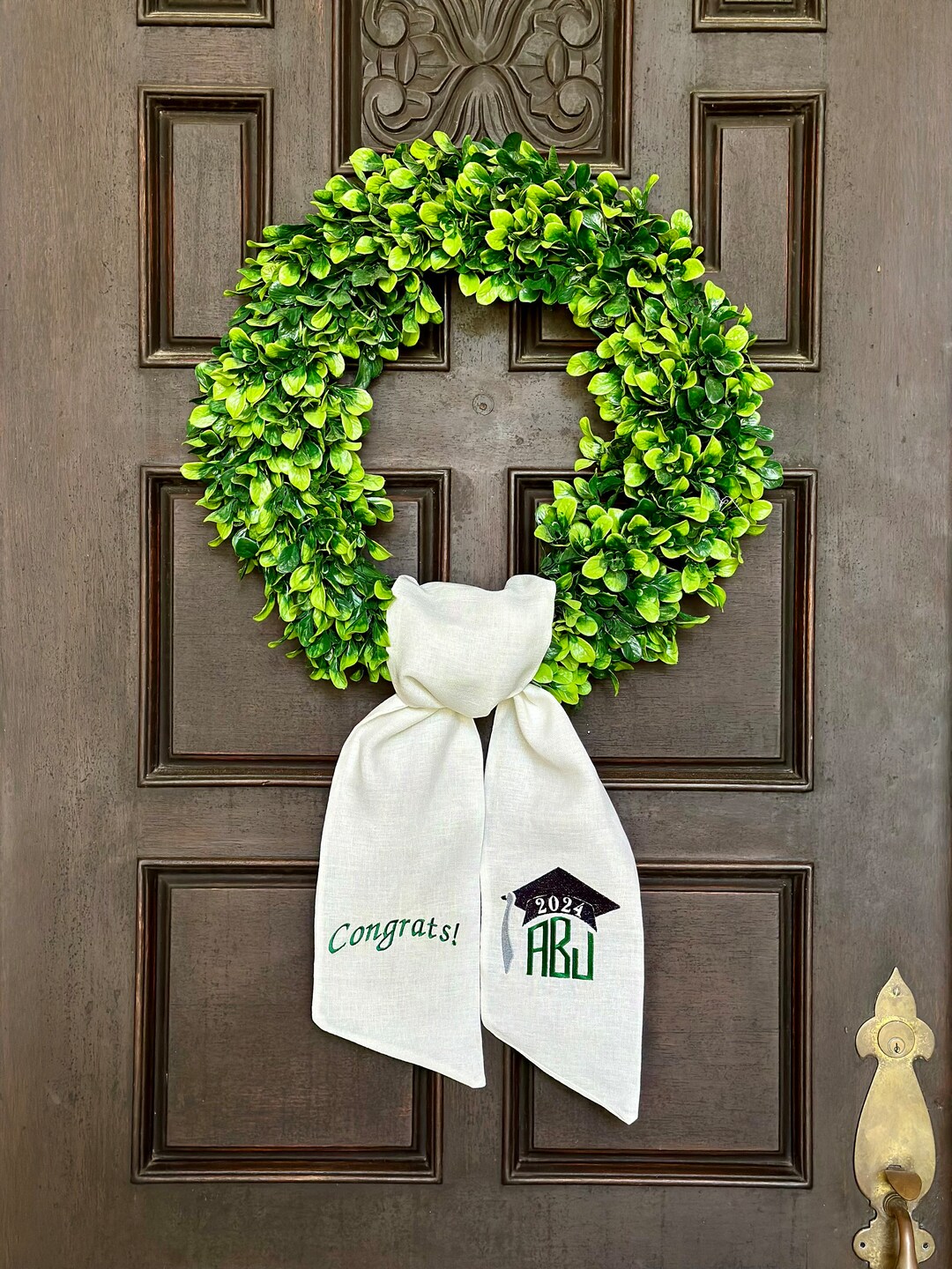 Monogrammed Graduation Wreath Sash Embroidered Custom Sash Wreath Sash ...
