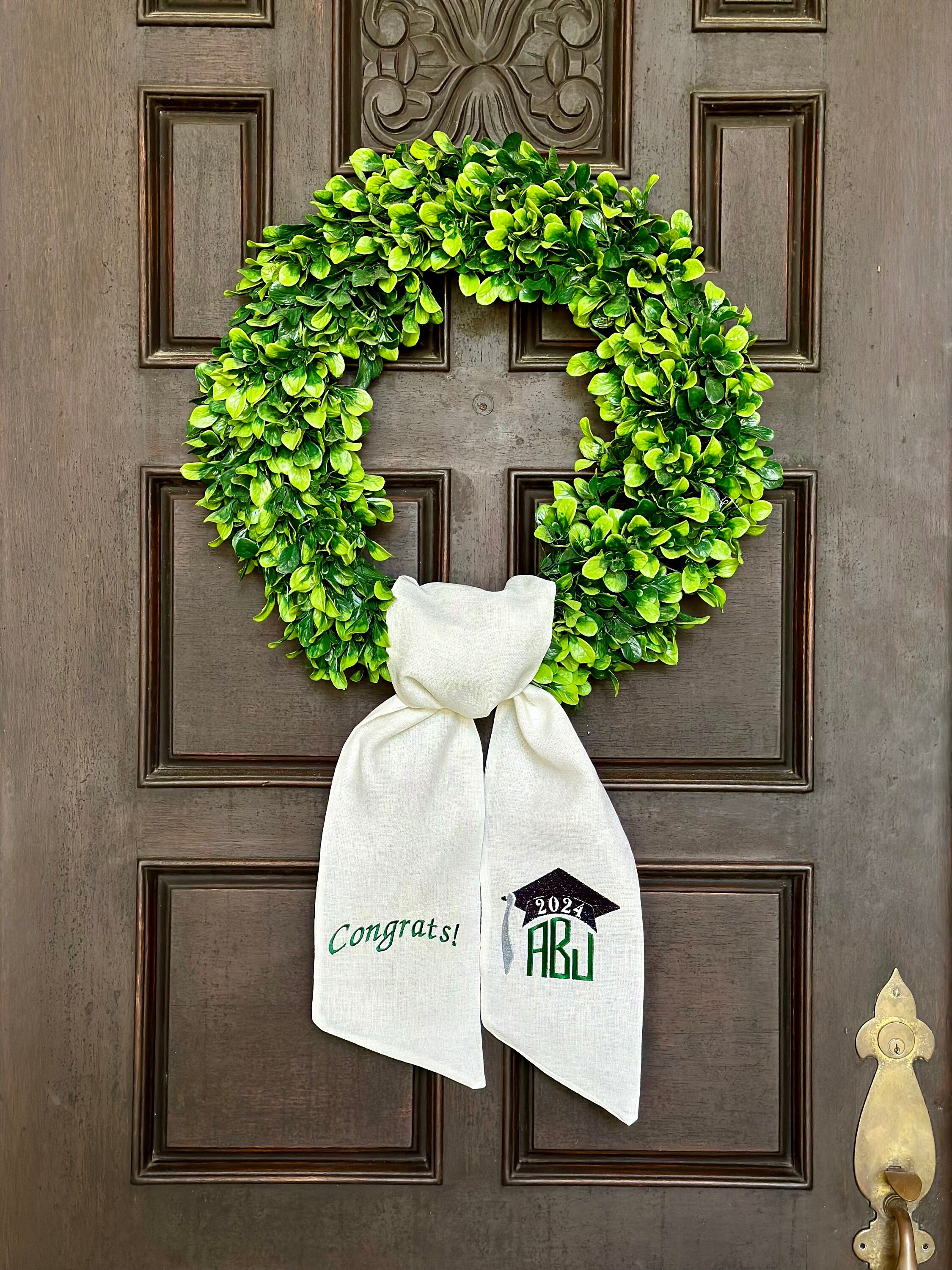 Monogrammed Graduation Wreath Sash Embroidered Custom Sash Wreath Sash ...