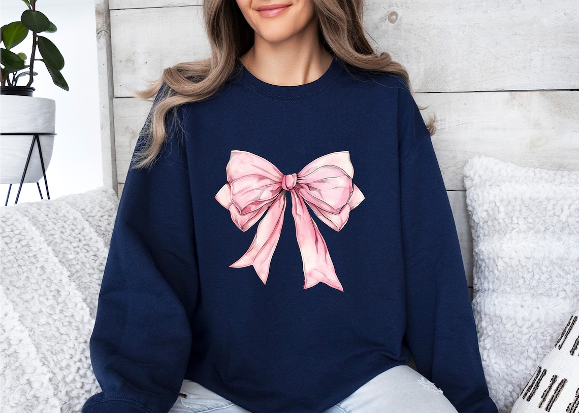 Pink Bow Sweatshirt, Coquette Bow Shirt, Bow Collage T-shirt, Soft Girl ...