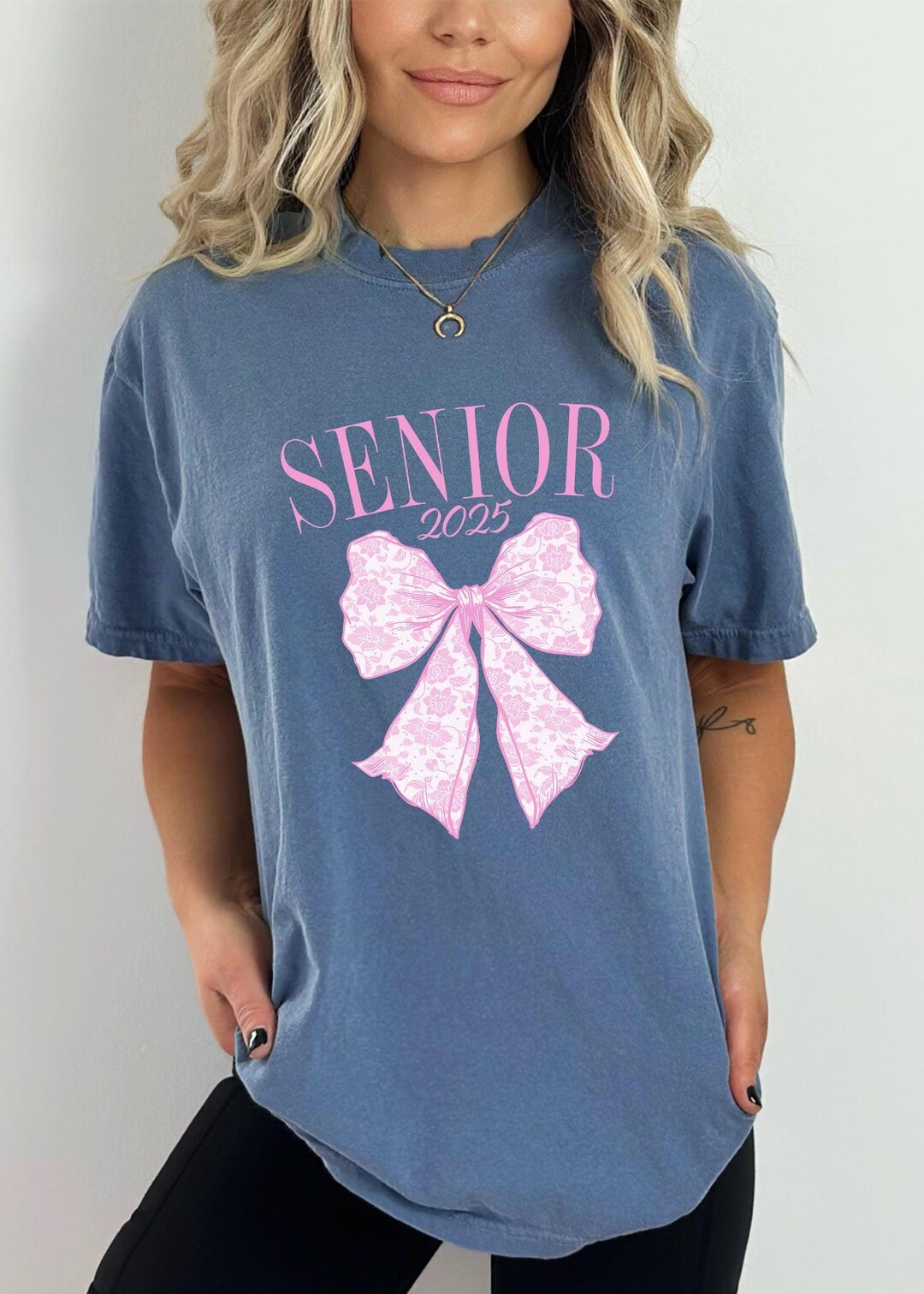 Comfort Color Pink Bow Senior 2025 Shirt, Bow Shirt, Back to School ...
