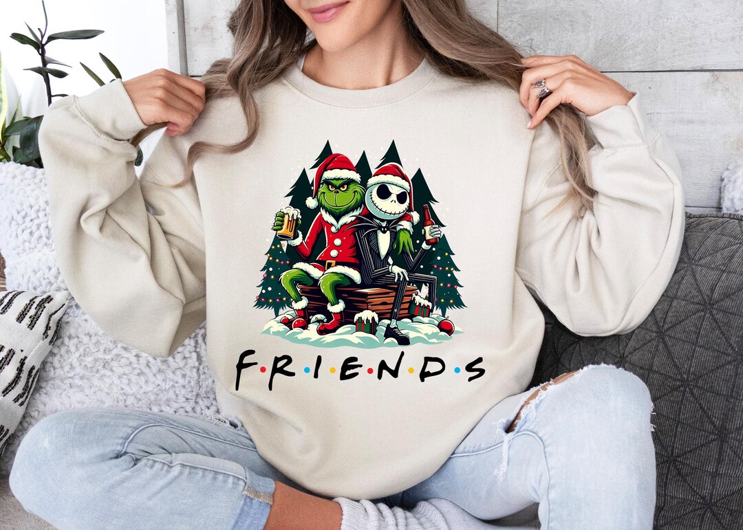 Grinch and Jack Skellington Sweatshirt, Christmas Gift for Best Friend ...