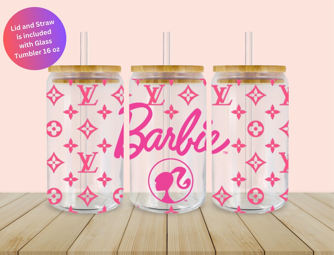 Pink Barb Glass Tumbler Cup 16oz, Elegant Drinkware, Personalized ...