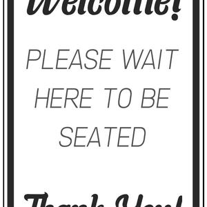 Printable Please Wait to Be Seated Sign, Large Poster Size, Instant ...