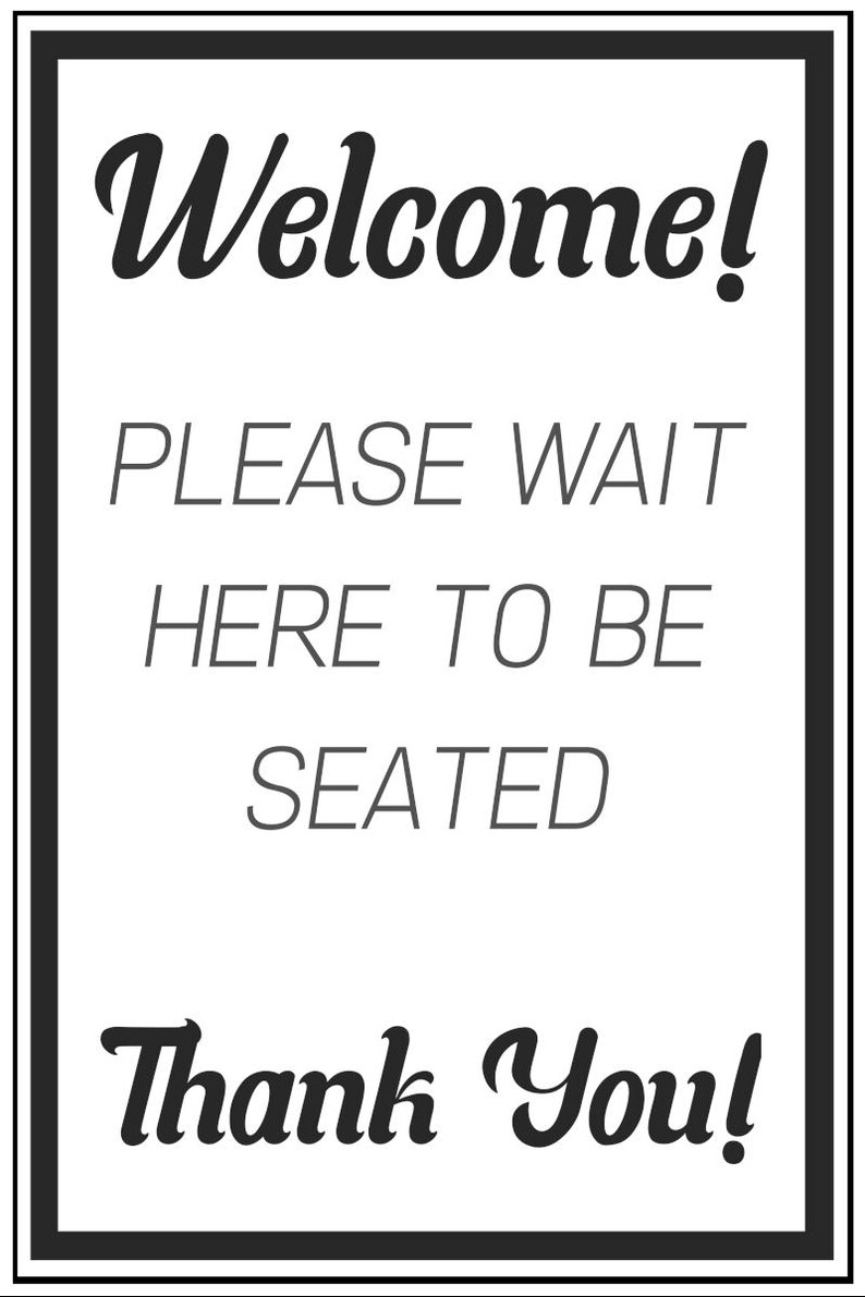 Printable Please Wait to Be Seated Sign, Large Poster Size, Instant ...