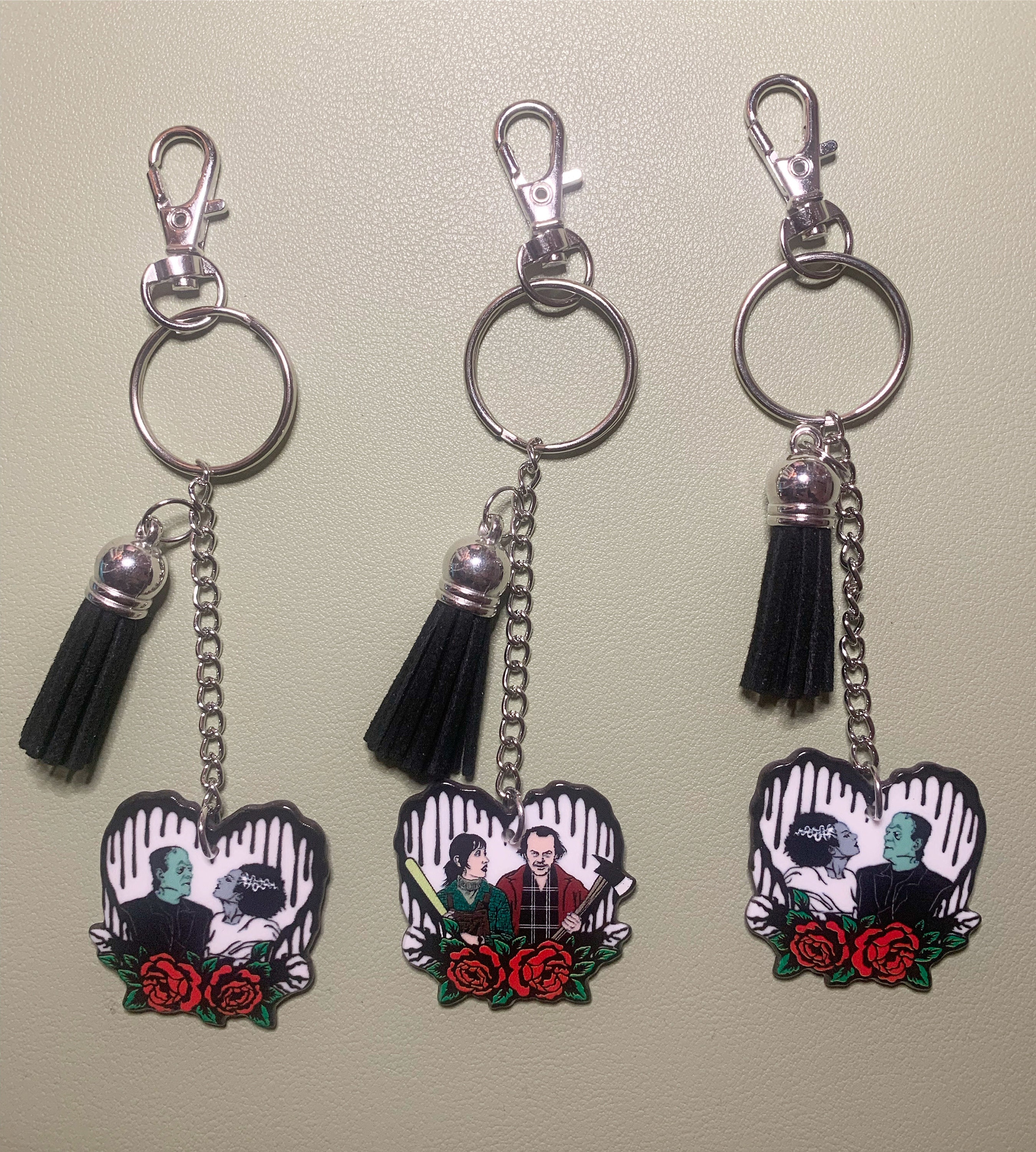Horror Movie Keychains Frankenstein and His Bride Keychain Jack & Wendy ...