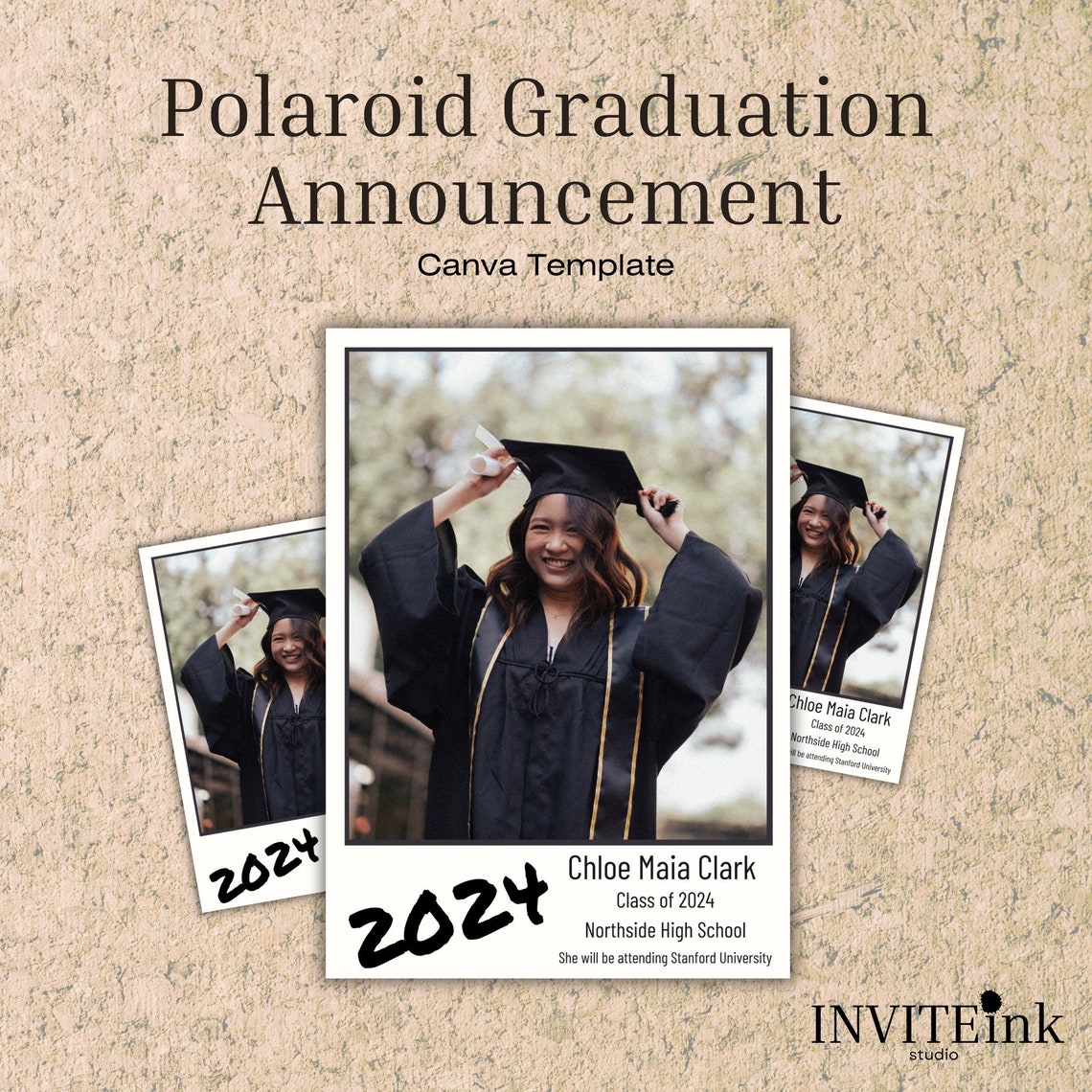 Digital Polaroid Graduation Announcement Template | Customizable ...
