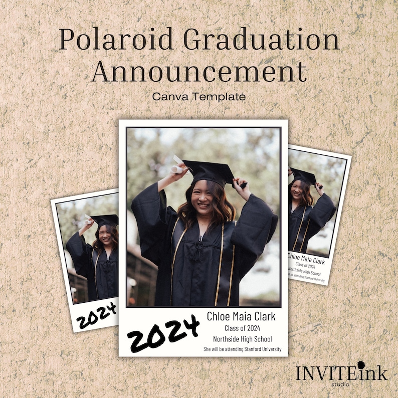 Digital Polaroid Graduation Announcement Template | Customizable ...
